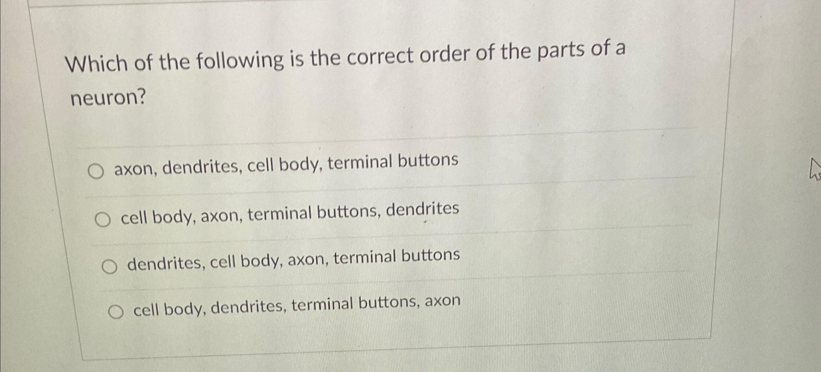 Solved Which of the following is the correct order of the | Chegg.com