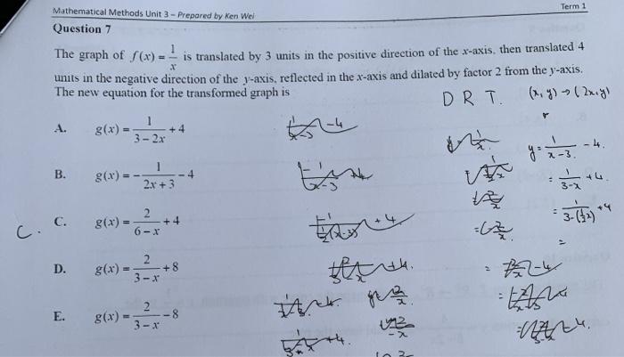 Solved Term 1 Mathematical Methods Unit 3 - Prepared by Ken | Chegg.com