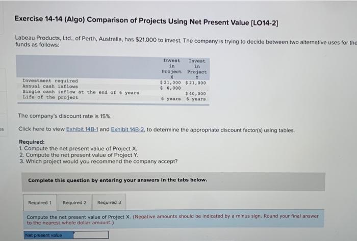 Solved Exercise 14 14 Algo Comparison Of Projects Using 