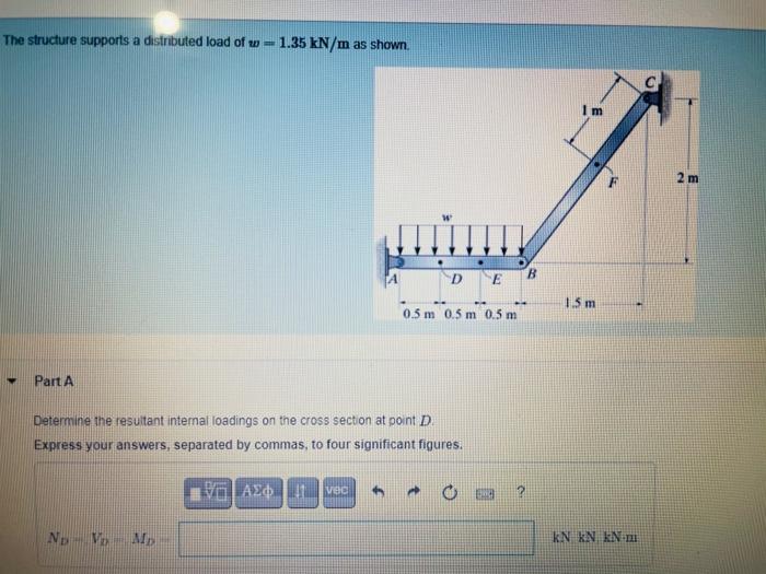 Solved Determine the resultant internal loading on cross | Chegg.com