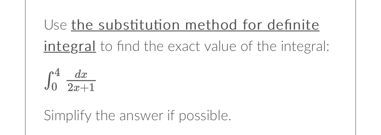 Solved Use the substitution method for definite integral to | Chegg.com