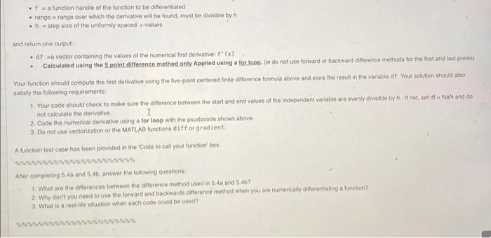 Solved - 1 = a function handle of the function to be | Chegg.com