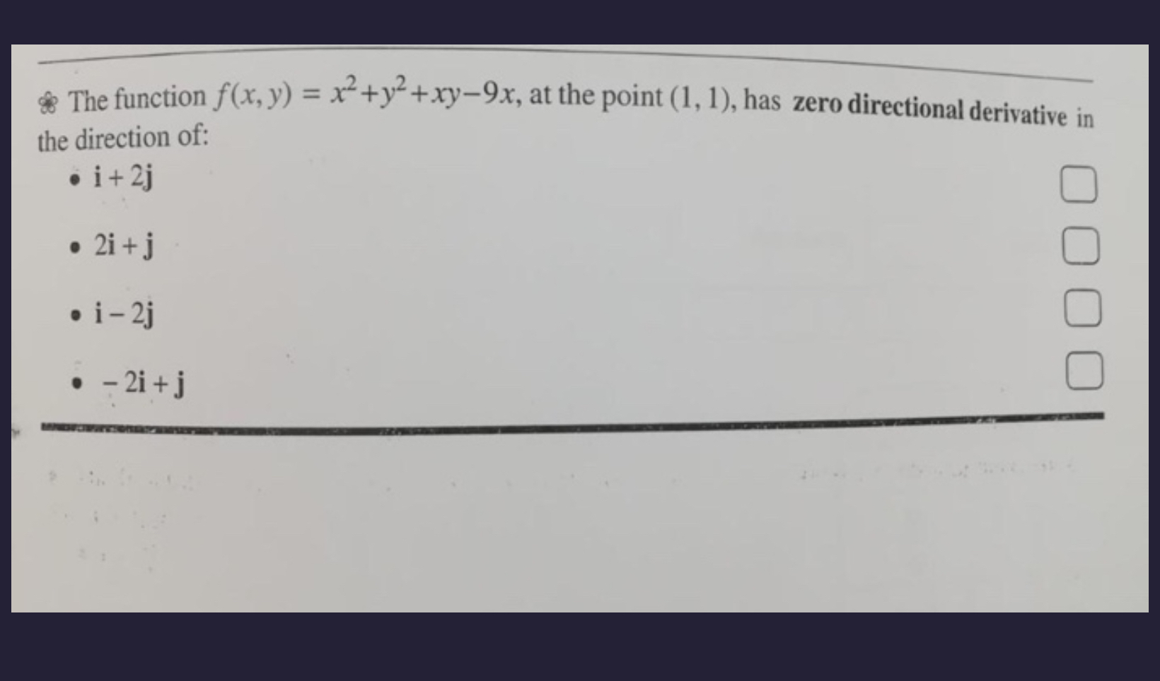 Solved The function f(x,y)=x2+y2+xy-9x, ﻿at the point (1,1), | Chegg.com