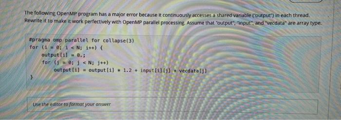 Solved The Following Openmp Program Has A Major Error