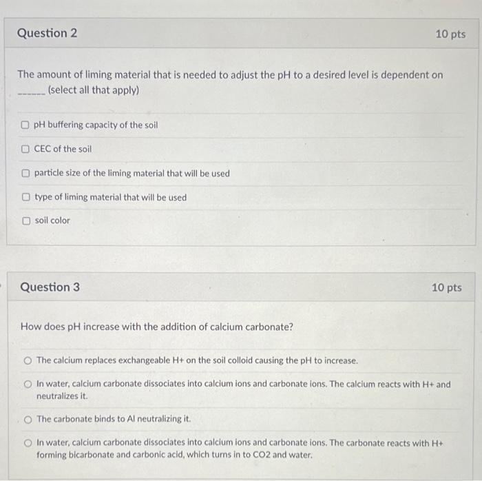 Solved The amount of liming material that is needed to | Chegg.com