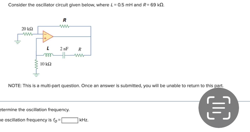 Solved Consider the oscillator circuit given below, where | Chegg.com