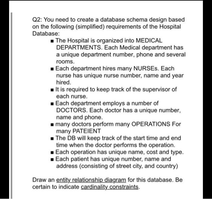Solved Q2 You Need To Create A Database Schema Design Based 6323