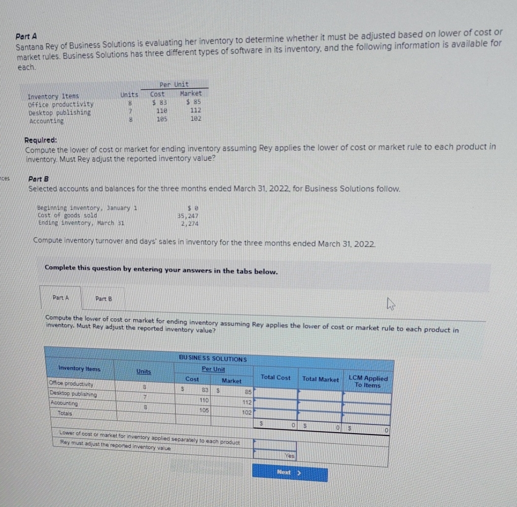 Solved Part ASantana Rey of Business Solutions is evaluating | Chegg.com