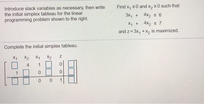 Solved Introduce slack variables as necessary, then write | Chegg.com