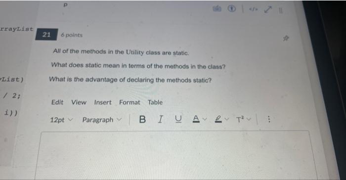 Solved All of the methods in the Utility class are static. | Chegg.com
