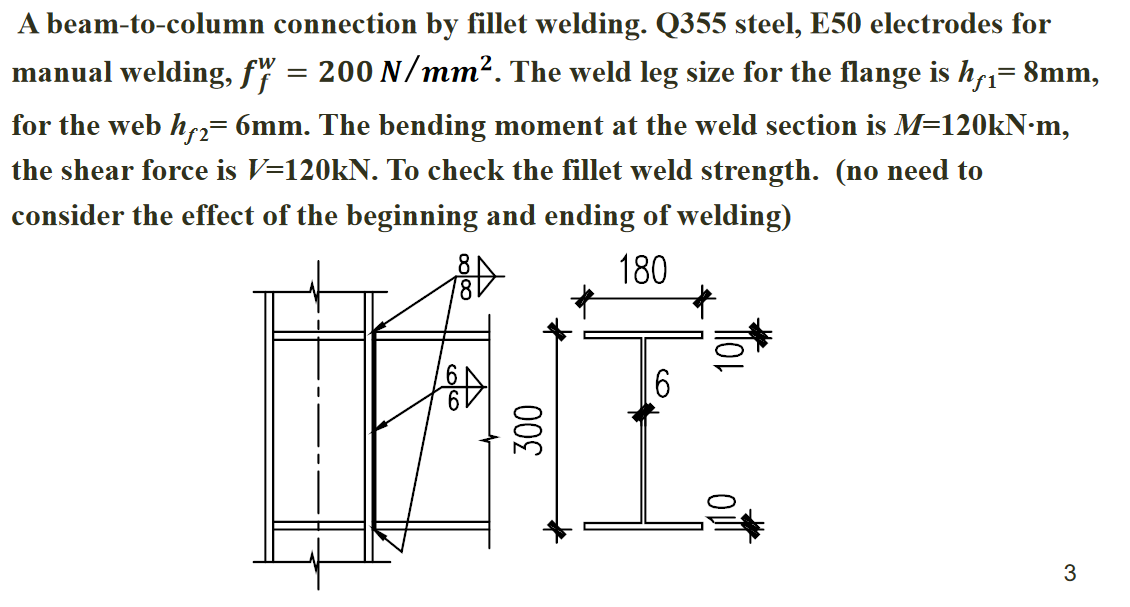 A beam-to-column connection by fillet welding. Q355 | Chegg.com