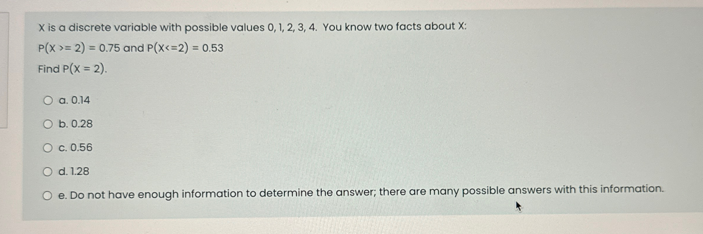 Solved x ﻿is a discrete variable with possible values | Chegg.com