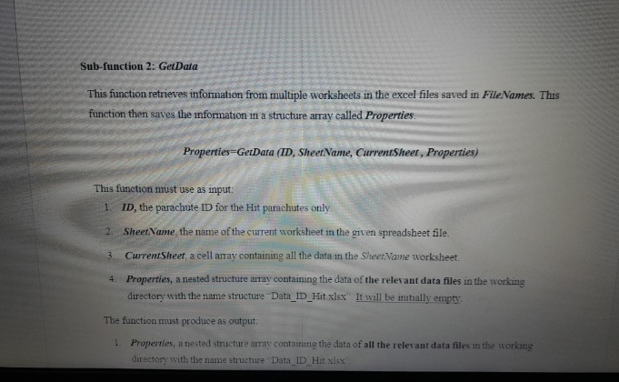 Solved Sub-function 2: GetDataThis function retrieves | Chegg.com