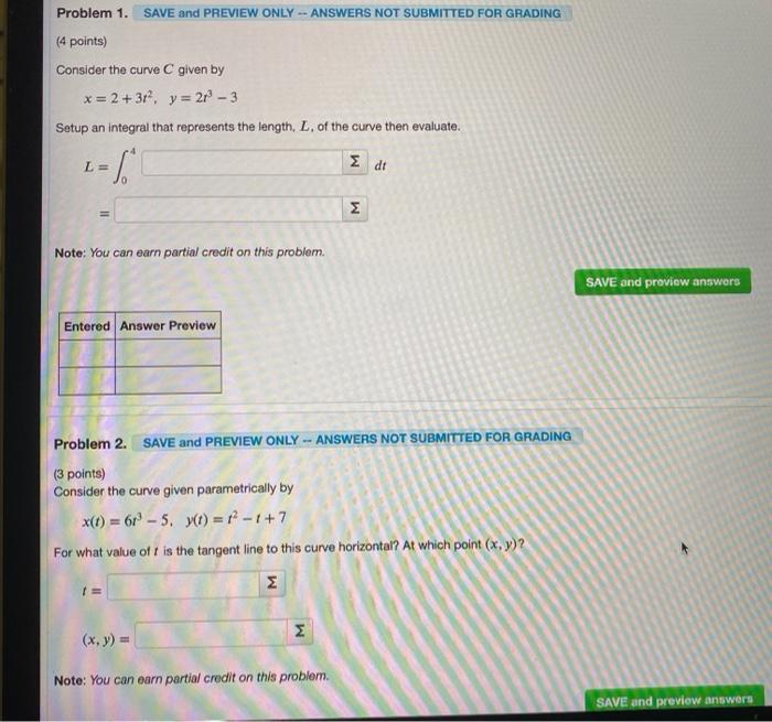 Solved Problem 1. SAVE and PREVIEW ONLY -- ANSWERS NOT | Chegg.com