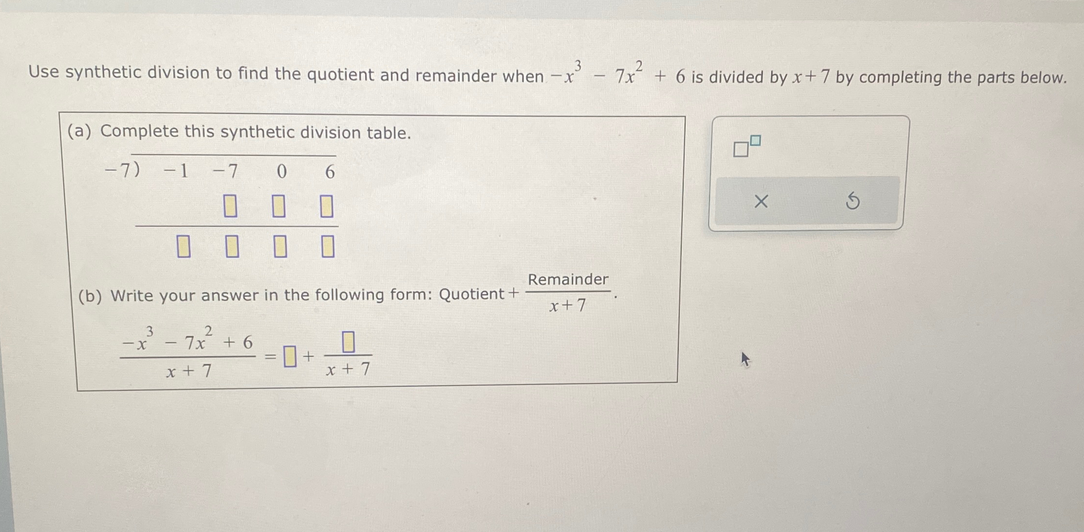 Solved Use synthetic division to find the quotient and | Chegg.com