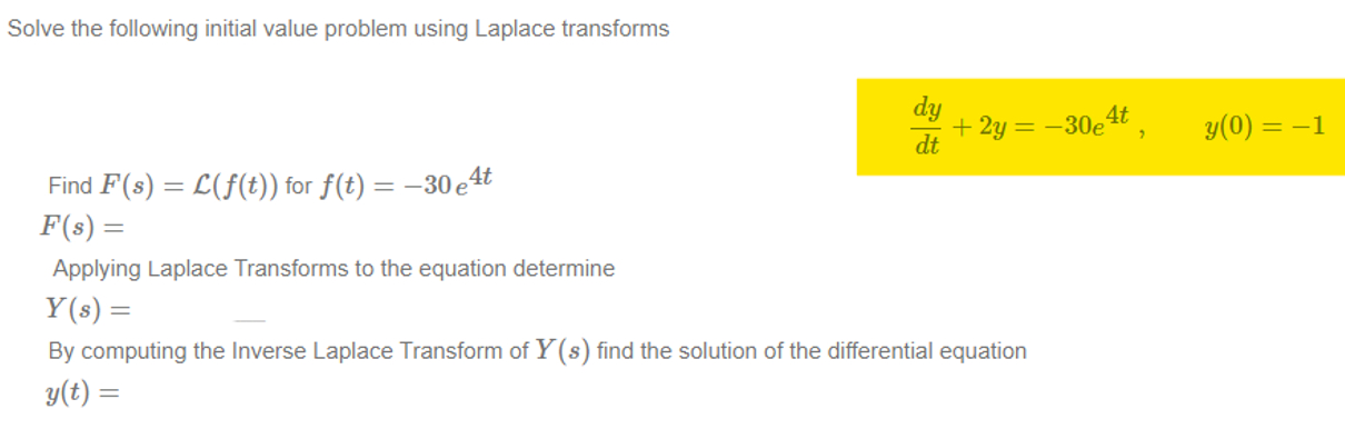 Solved Solve the following initial value problem using | Chegg.com