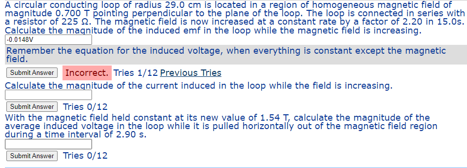 Solved A circular conducting loop of radius 29.0cm ﻿is | Chegg.com