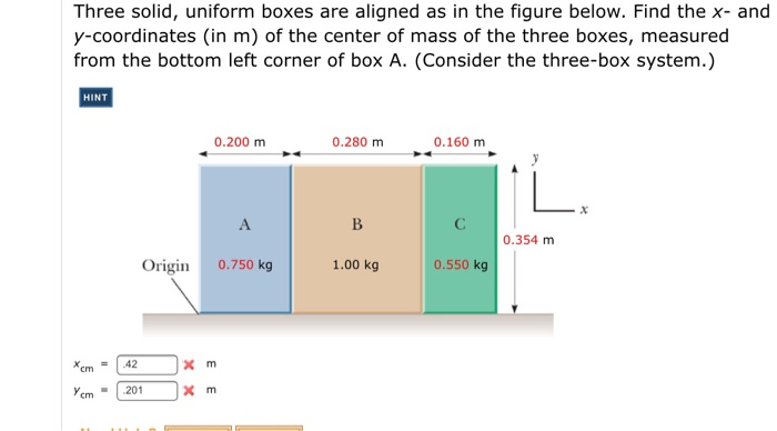 Solved Three solid, uniform boxes are aligned as in the | Chegg.com