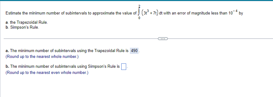 Solved Estimate the minimum number of subintervals to | Chegg.com