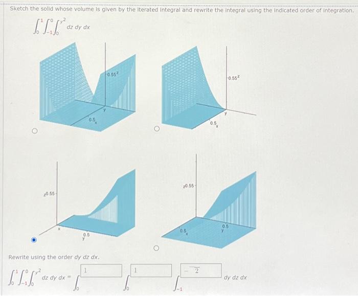 Solved Sketch the solid whose volume is given by the | Chegg.com