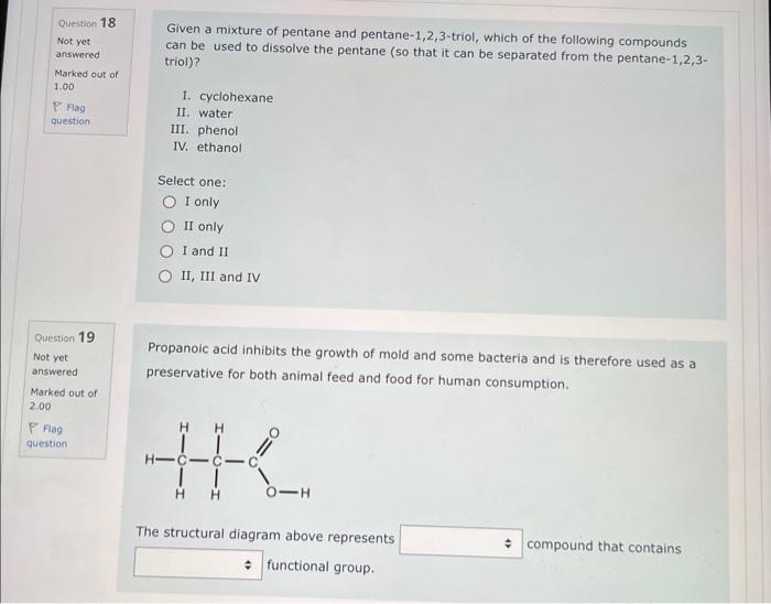 Solved Qiestion 18 Given a mixture of pentane and | Chegg.com