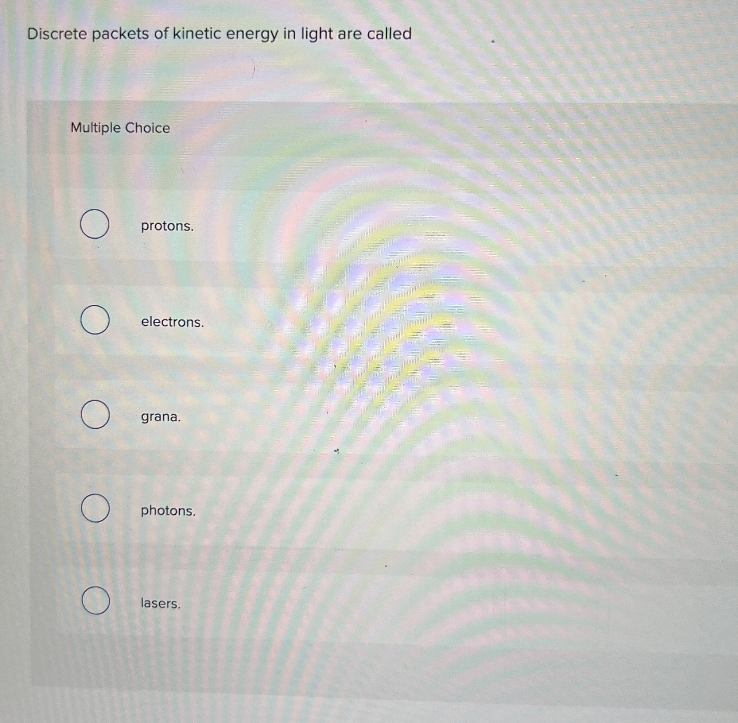 Solved Discrete packets of kinetic energy in light are | Chegg.com
