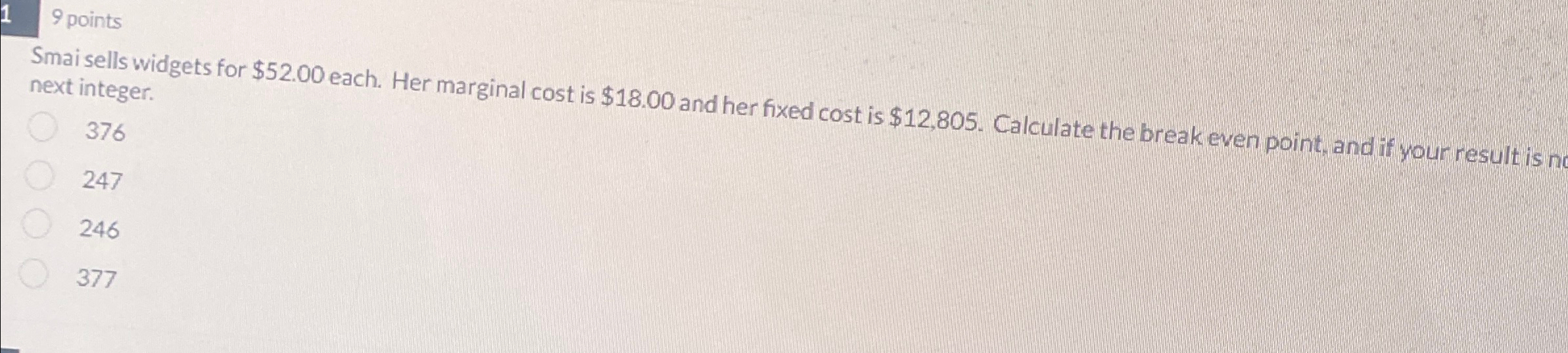 Solved 19 ﻿pointsSmai sells widgets for $52.00 ﻿each. Her | Chegg.com