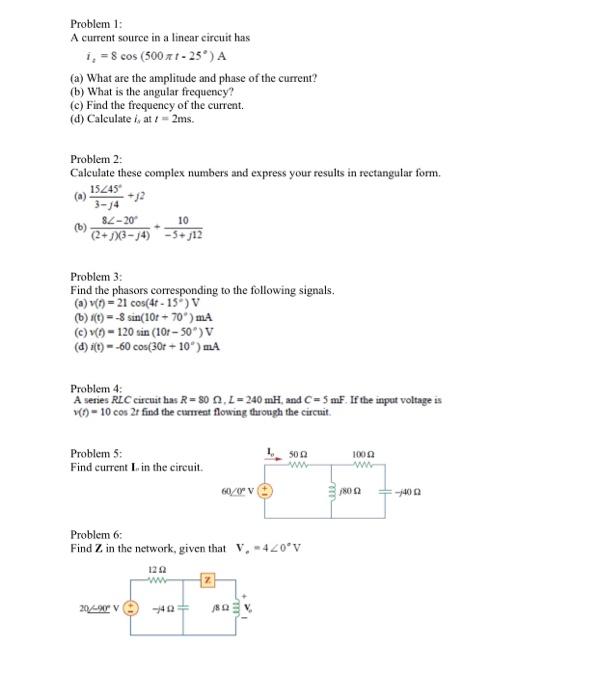 Solved Problem 1 A Current Source In A Linear Circuit Has 9206