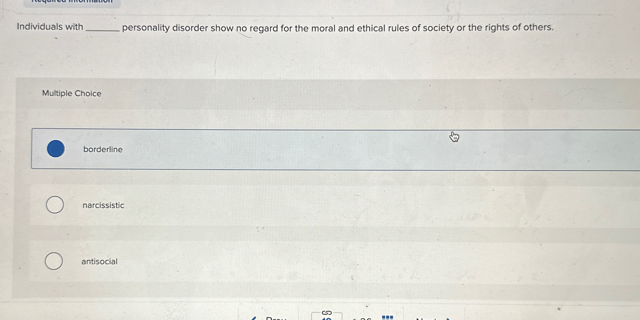 Solved Individuals withpersonality disorder show no regard | Chegg.com