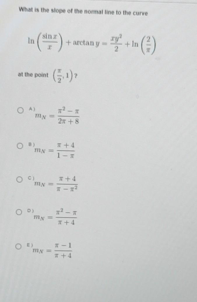 Solved What is the slope of the nomal line to the curve | Chegg.com