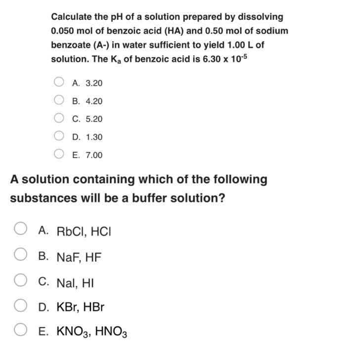 Solved Calculate the pH of a solution prepared by dissolving | Chegg.com