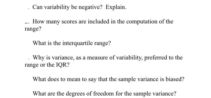 Solved Can variability be negative? Explain. -. How many | Chegg.com