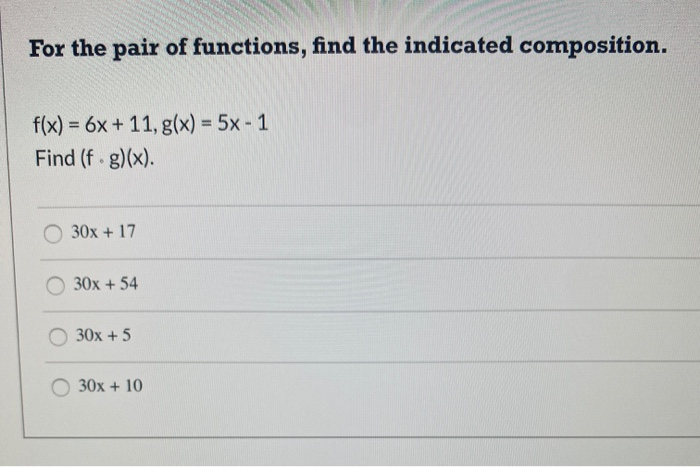 Solved For the pair of functions, find the indicated | Chegg.com