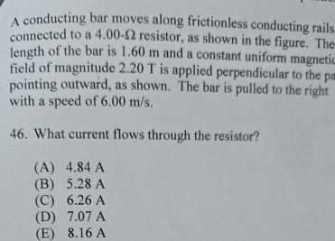 Solved A conducting bar moves along frictionless conducting | Chegg.com
