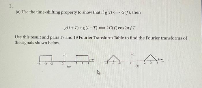 Solved 1. (a) Use the time-shifting property to show that if | Chegg.com