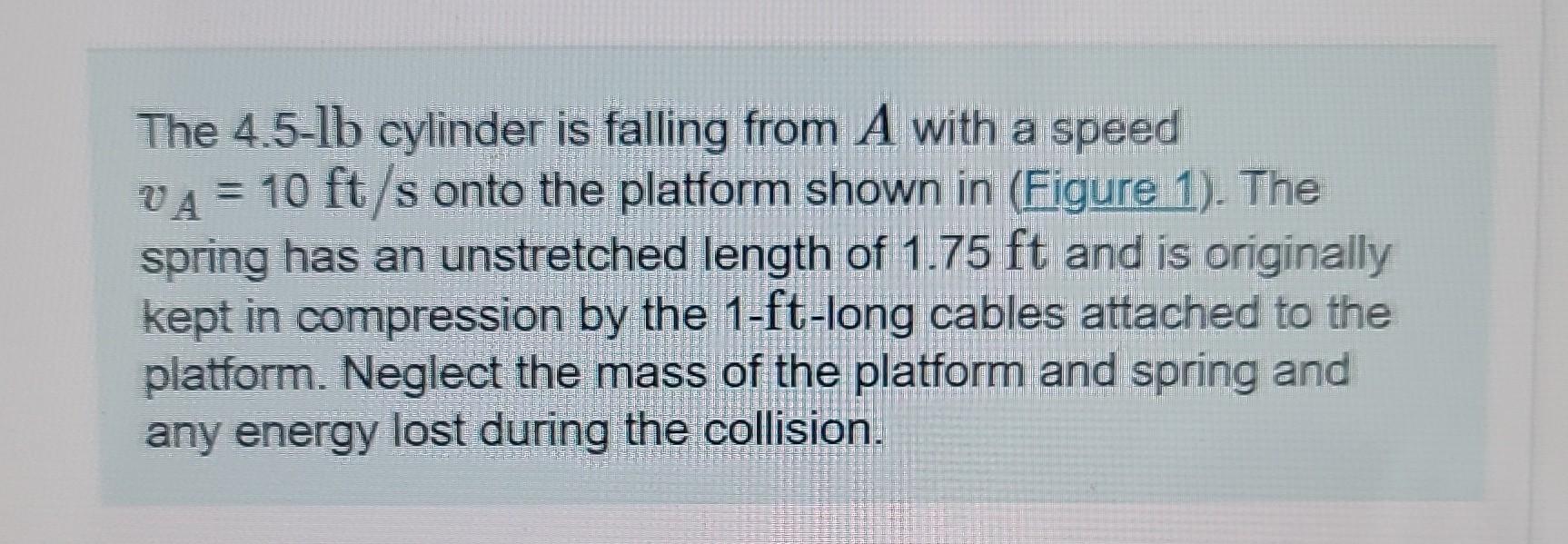 Solved The 4.5-lb cylinder is falling from A with a speed | Chegg.com