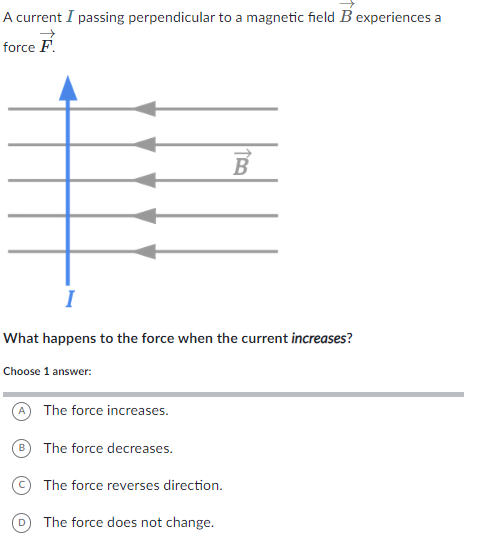 Solved A current I passing perpendicular to a magnetic field | Chegg.com