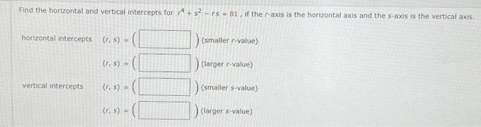 Solved Find the horizontal and vertical intercepts for | Chegg.com