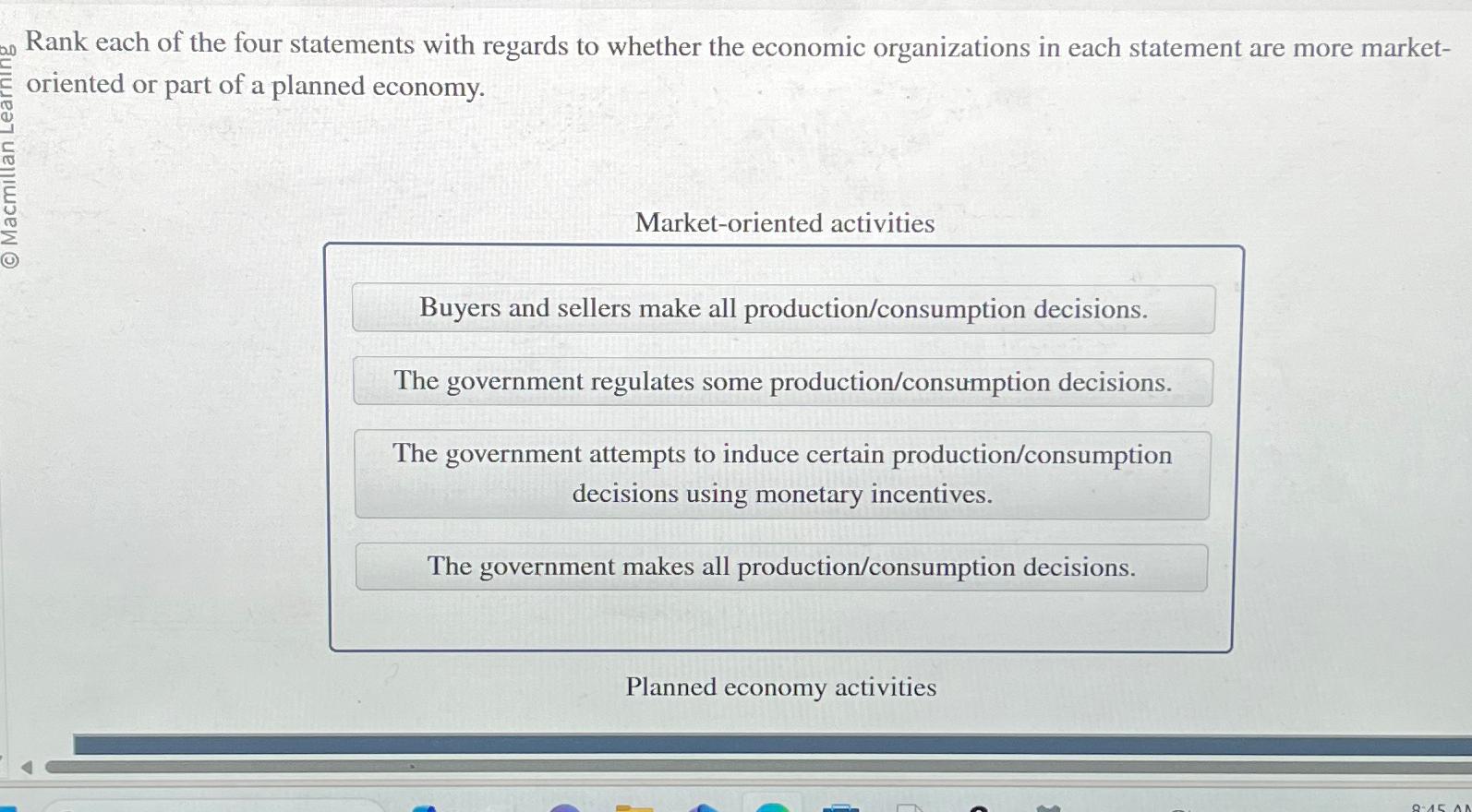 Solved Rank each of the four statements with regards to | Chegg.com