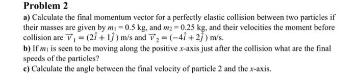 Solved Problem 2 a) Calculate the final momentum vector for | Chegg.com