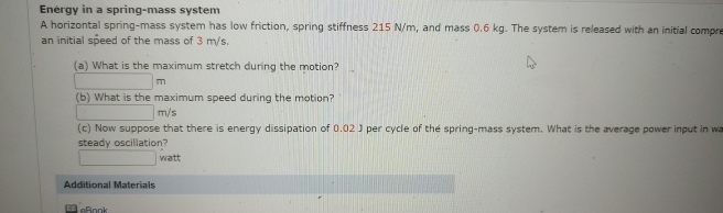Solved Enèrgy in a spring-mass systemA horizontal | Chegg.com