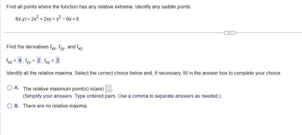 Solved Find all points where the function has any relative | Chegg.com