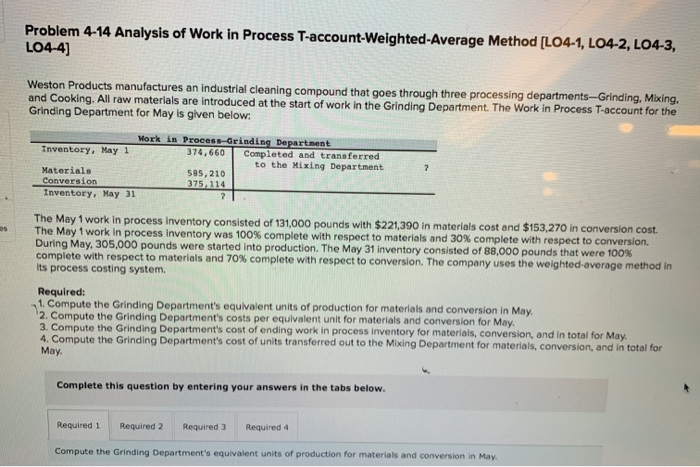 Solved Problem 4-14 Analysis of Work in Process | Chegg.com