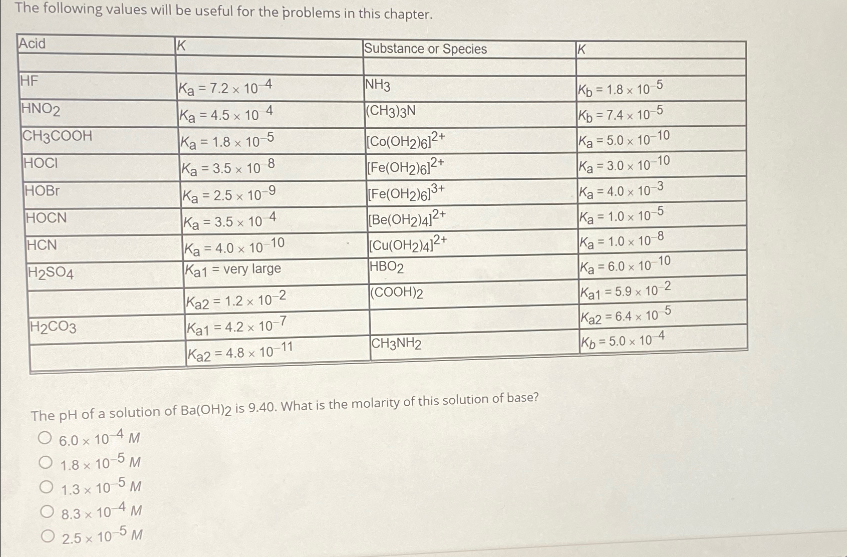 Solved The following values will be useful for the problems | Chegg.com