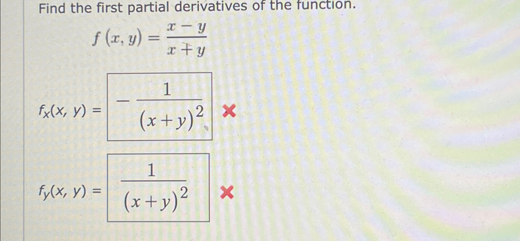 Solved Find the first partial derivatives of the | Chegg.com