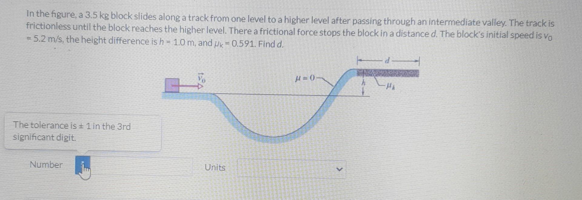 Solved In the figure, a 3.5 kg block slides along a track | Chegg.com