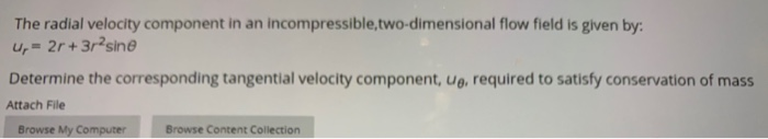 Solved The radial velocity component in an incompressible, | Chegg.com