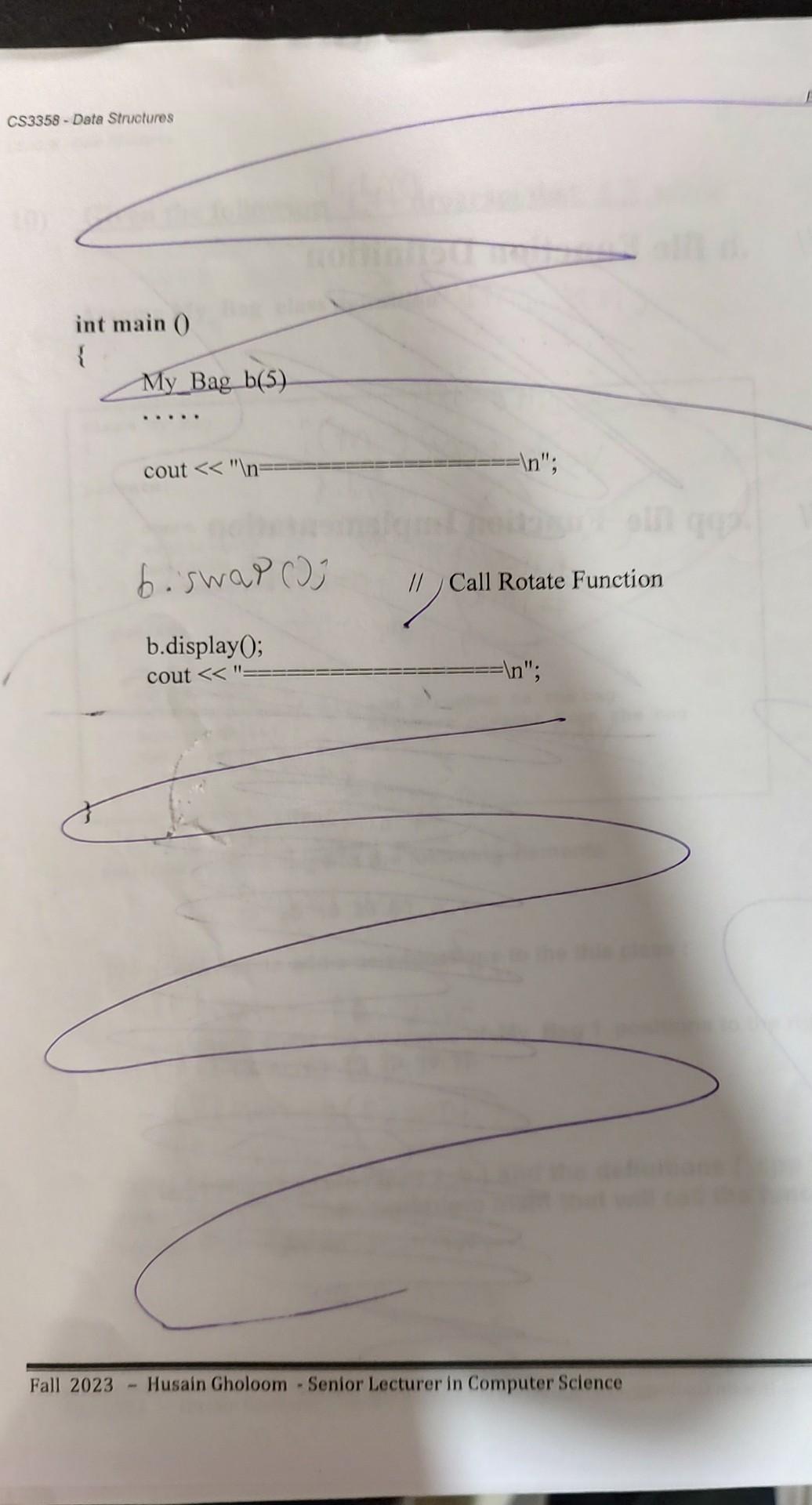 Solved Assume My_Bag class definition Assume that the bag | Chegg.com