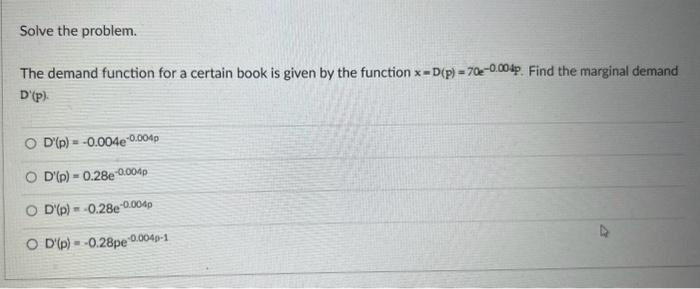 Solved The demand function for a certain book is given by | Chegg.com