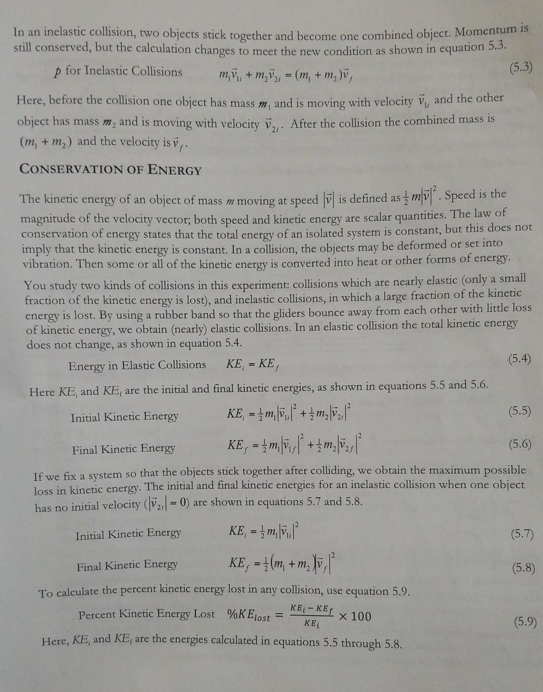 Solved = In an inelastic collision, two objects stick | Chegg.com